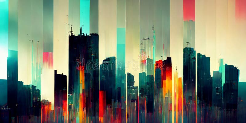 Cityscape. Abstract Modern Cityscape Background. Ai Generated. Glitch ... Cityscape. Abstract Modern Cityscape Background. Ai Generated. Glitch ...