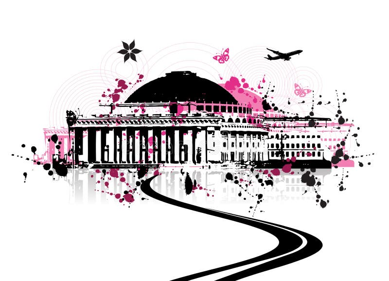 Cityscape Background Pink, Urban Art Stock Vector - Illustration of ...