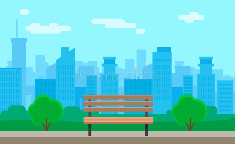 Cityscape and bench stock vector. Illustration of modern - 75310236
