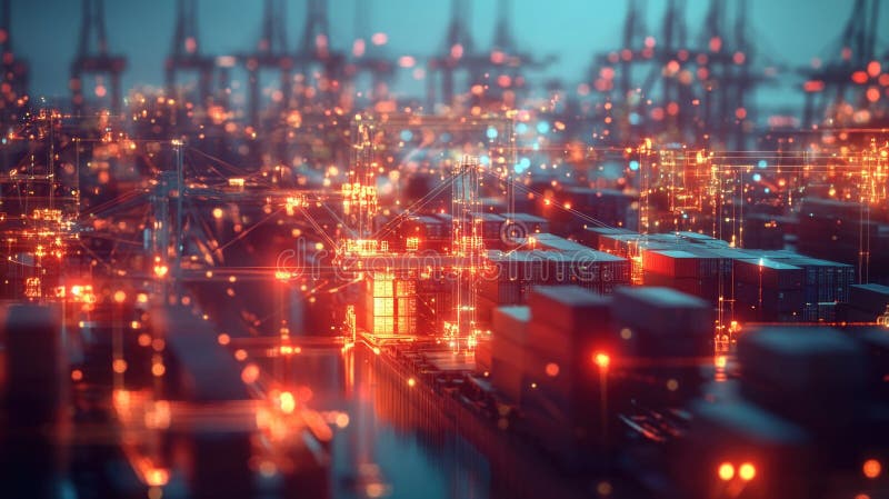 Cityscape with Bright Lights and Buildings Stock Photo - Image of ...