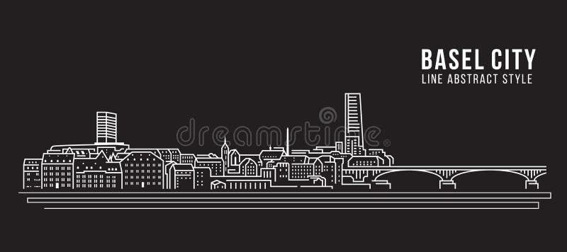 Cityscape Building Line Art Vector Illustration Design - Basel City ...
