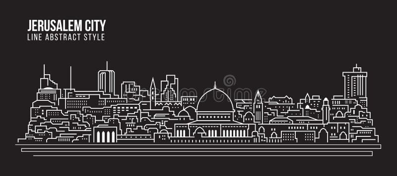Cityscape Building Line Art Vector Illustration Design - Jerusalem City ...