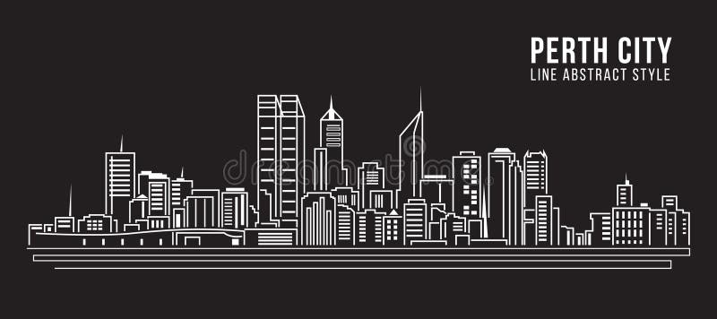 Cityscape Building Line Art Vector Illustration Design - Perth City ...