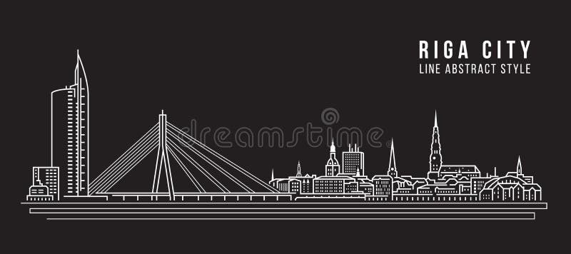 Cityscape Building Line Art Vector Illustration Design - Riga City ...