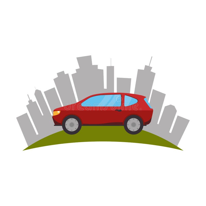 Cityscape Buildings and Car Isolated Icon Stock Illustration ...