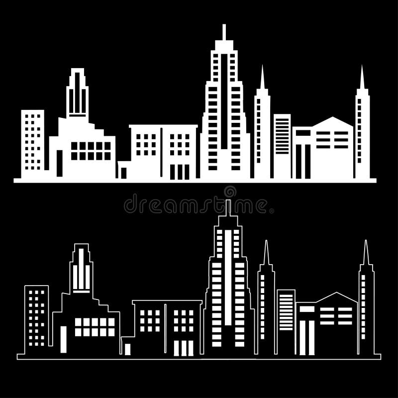 Cityscape with Buildings in Flat Style. Stock Vector - Illustration of ...