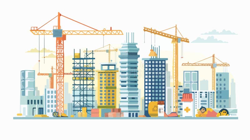 Dynamic Cityscape with Skyscrapers Under Construction for Architecture ...