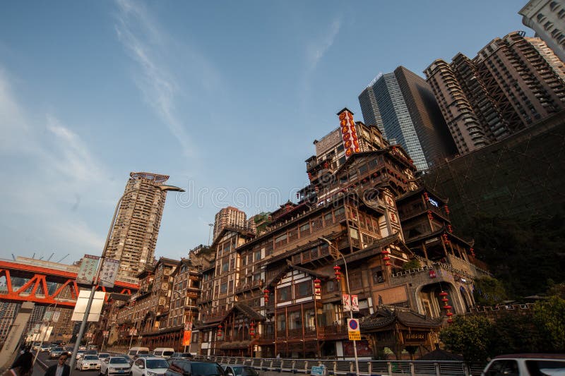 Cityscape of Chongqing editorial stock photo. Image of ancient - 187458293