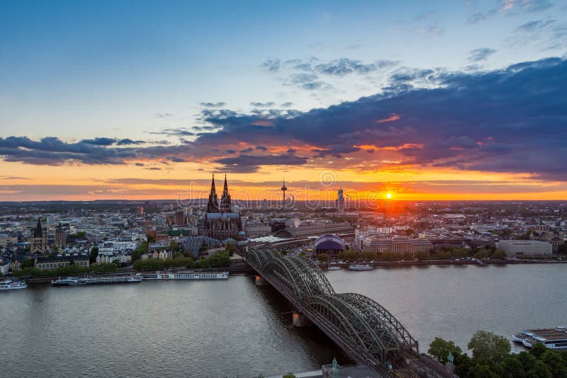 Cologne at sunset stock image. Image of landmark, cloud - 38418321