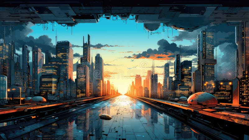 Cityscape Comic Book Border Stock Illustration - Illustration of high ...