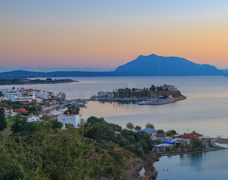 Cityscape of Datca, Mugla in Turkey. Stock Image - Image of ship, road ...