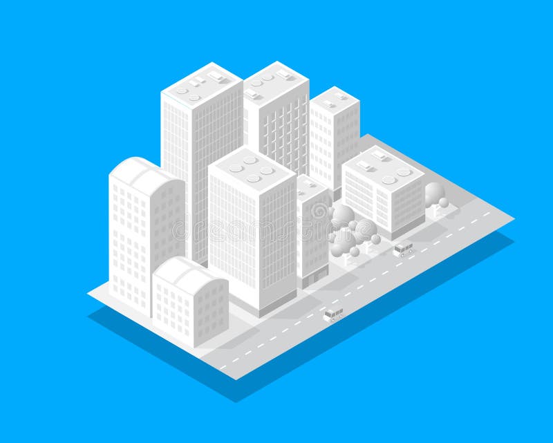 Cityscape Design Elements with Isometric Building Stock Illustration ...