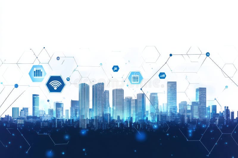 Network Overlay Cityscape Background Stock Illustrations – 722 Network ...