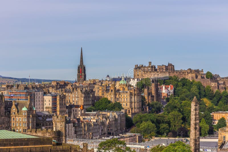 Cityscape of Edinburgh with a Clear Blue Sky in the Background Stock ...