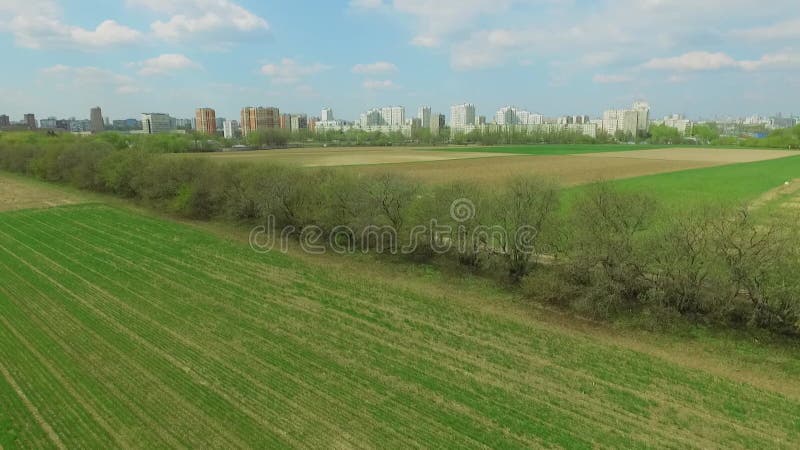 Cityscape and Experimental Grass Fields at Spring Stock Footage - Video ...
