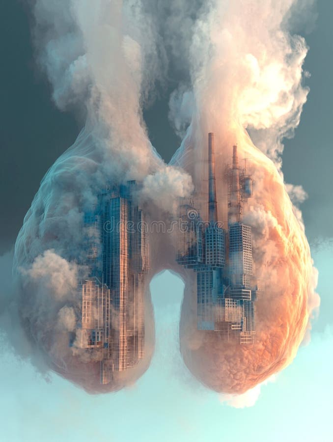 Air Pollution is Suffocating Lungs with Industrial Smog Stock ...