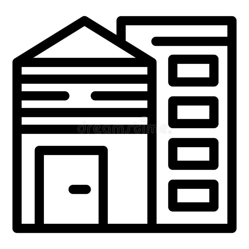 Cityscape Featuring Modern Warehouse and Office Building Icon Stock ...