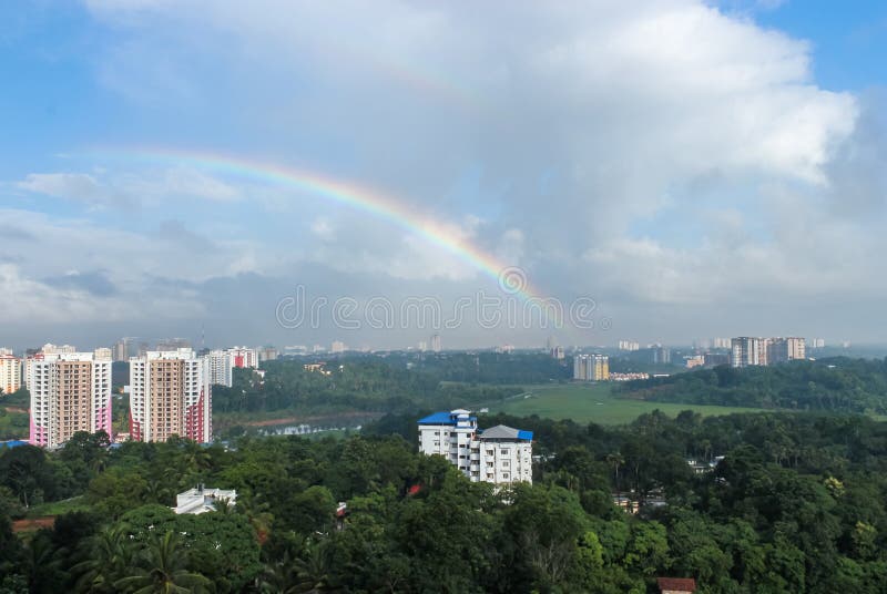 Double Rainbow Over Cityscape in India Stock Photo - Image of ...