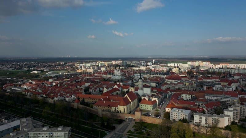 Cityscape Footage of Trnava with Lots of Old Churches and Bell Towers ... Cityscape Footage of Trnava with Lots of Old Churches and Bell Towers ...
