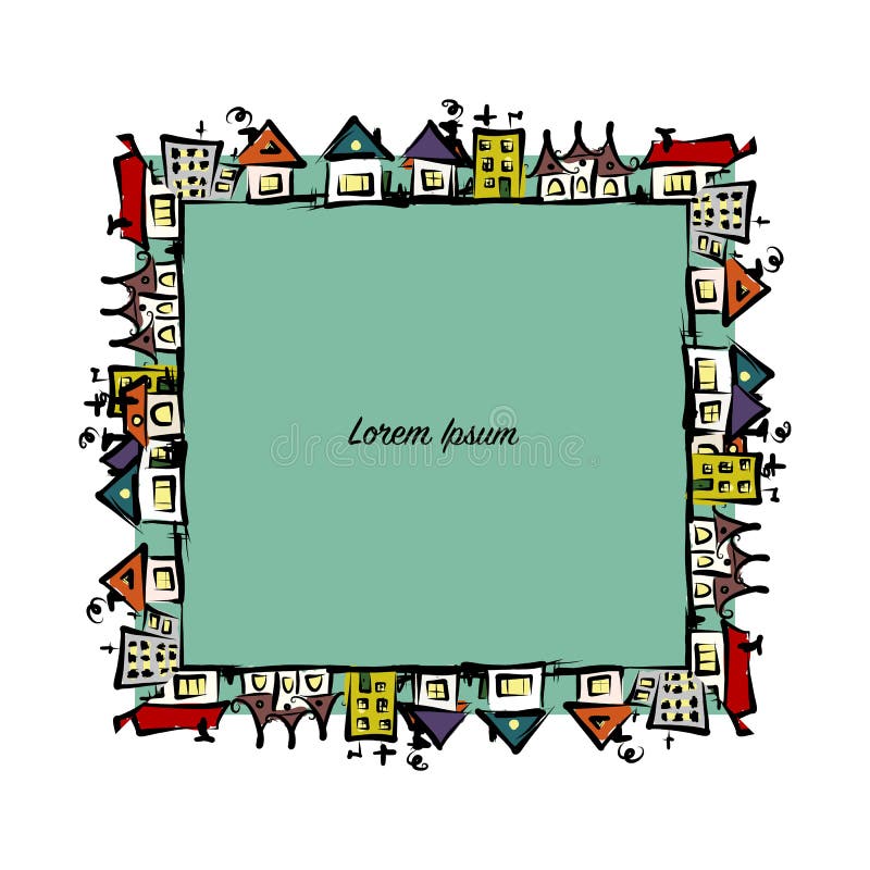 Cityscape Frame, Silhouettes Stock Vector - Illustration of celebrate ...