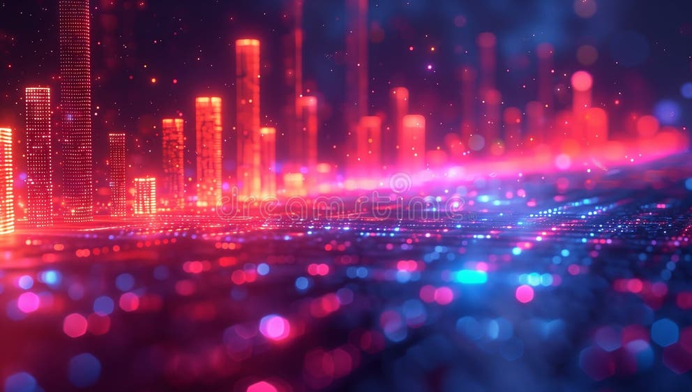 Cityscape of the Future, Adorned with Neon Lights Showcasing ...