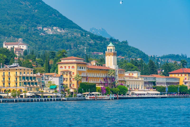 Cityscape of Gardone Riviera in Italy Stock Image - Image of pier ...