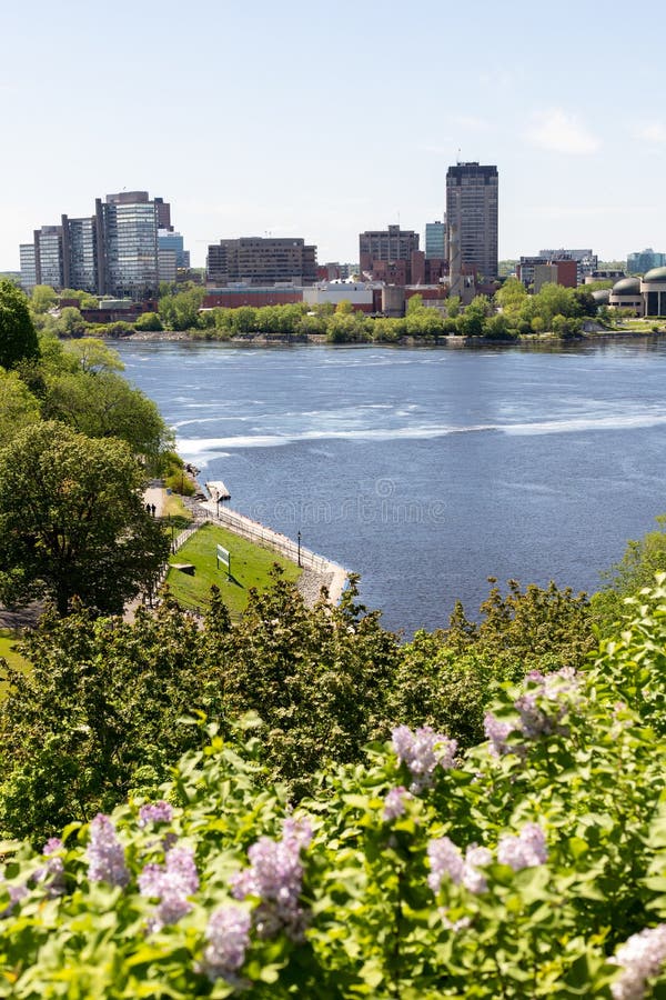 Cityscape of Gatineau with Ottawa River, Quebec in Canada in Spring ...