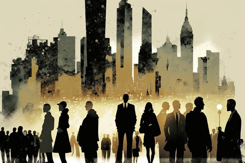 Cityscape with Group of People, Each One Unique and Distinctive Stock ...