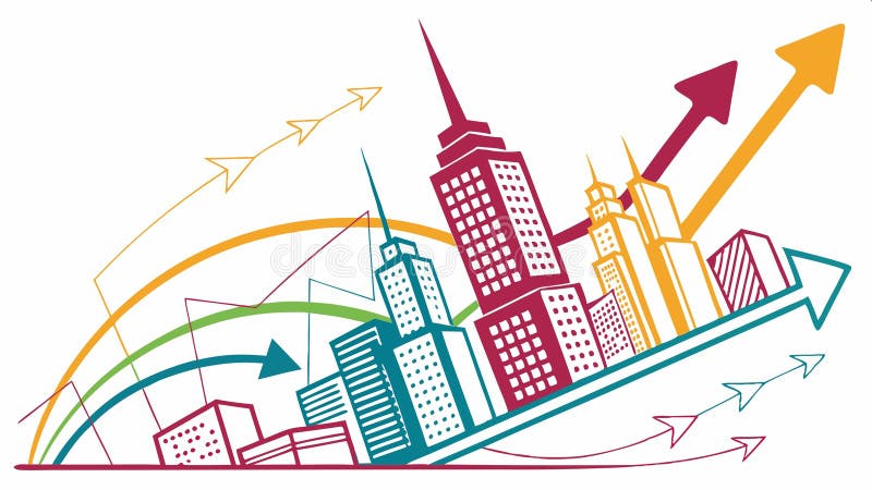 Cityscape with Growth Arrows Indicating Progress Urban Development ...