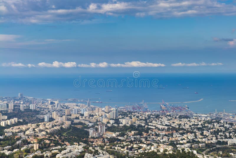 The Cityscape of Haifa at Day, Aerial View, Israel Stock Image - Image ...