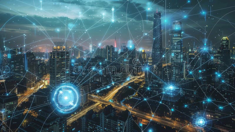 Urban Network of Connected Lines Stock Photo - Image of growth ...