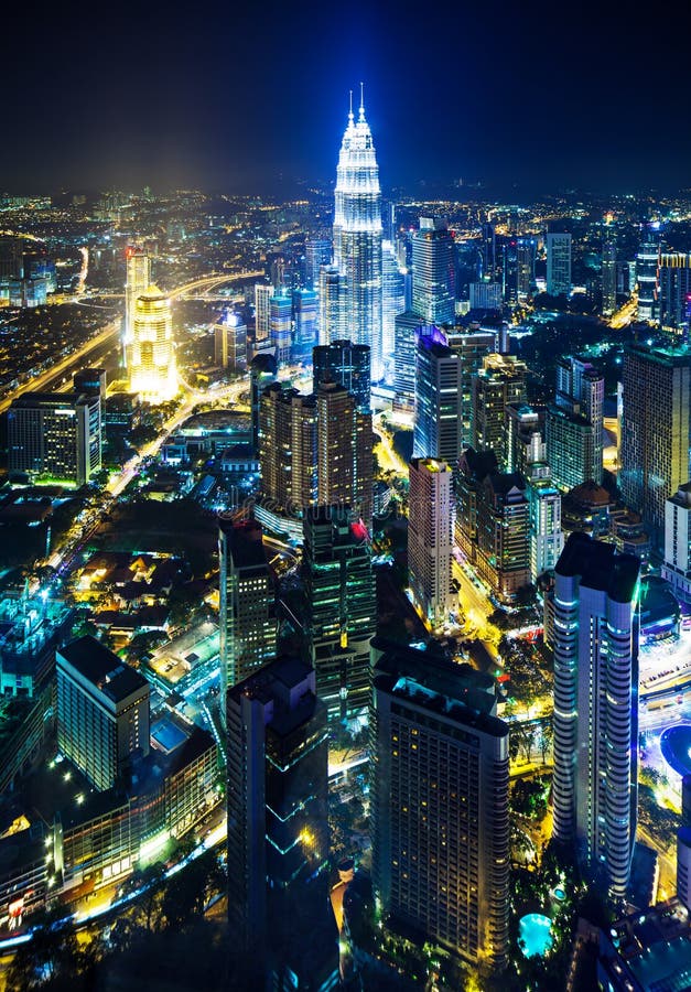 Cityscape Of Kuala Lumpur With Iconic Buildings Such As Petronas Twin ...