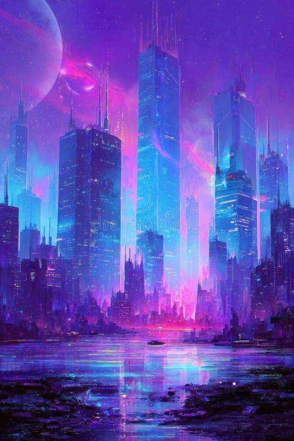 A Cityscape with a Large Building in the Middle Stock Illustration ...