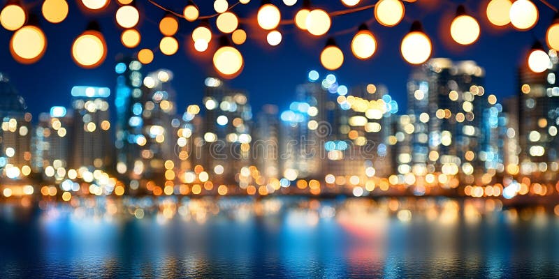 Cityscape lights at night stock illustration. Illustration of bokeh ...