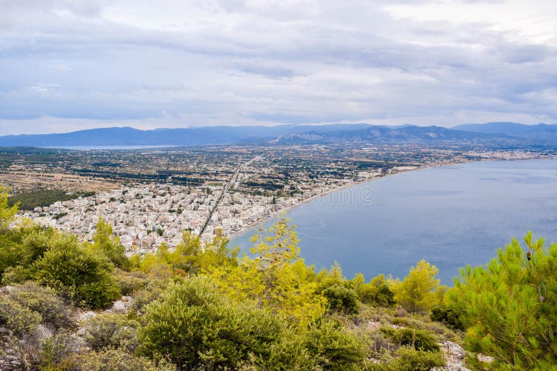 Town Loutraki in Greece stock image. Image of greek, town - 16273575