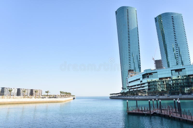 Cityscape with Modern Skyscrapers in Manama, Bahrain Stock Photo ...