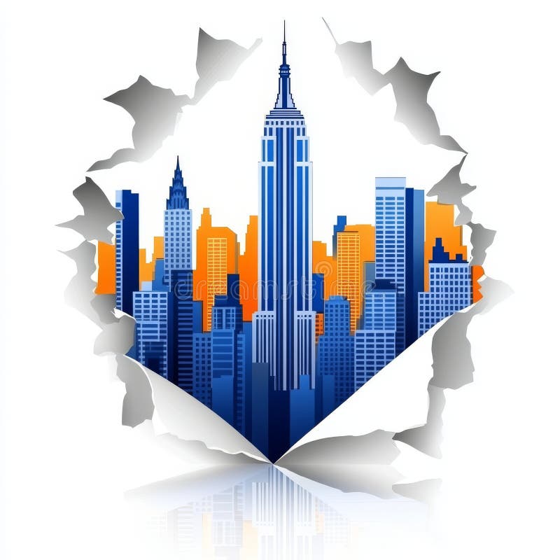 Cityscape Montage: Tower Profiles on Antique Paper Stock Photo - Image ...