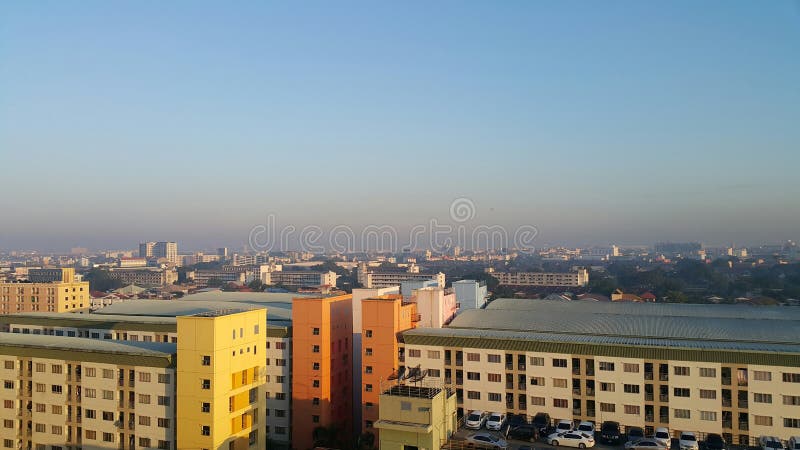 Cityscape in the morning. editorial photography. Image of blue - 81849407