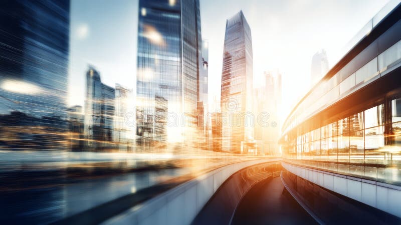 Cityscape with Motion Blur and Sunlight - Urban Scene Stock Illustration - Illustration of ...