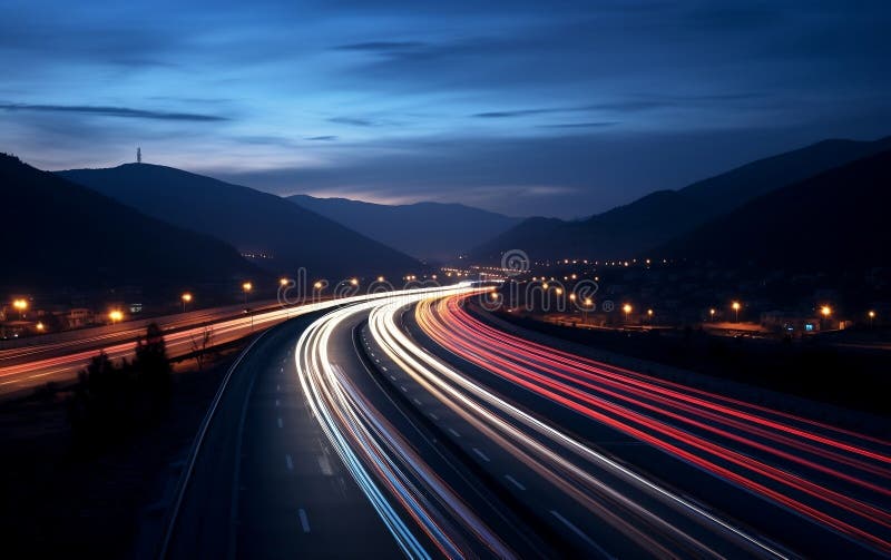 Cityscape in Motion Nighttime Highway. Generative AI Stock Illustration ...