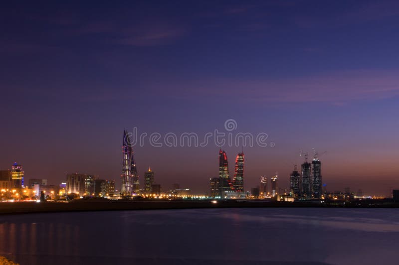 Bahrain Cityscape in the Night Stock Photo - Image of arab ...