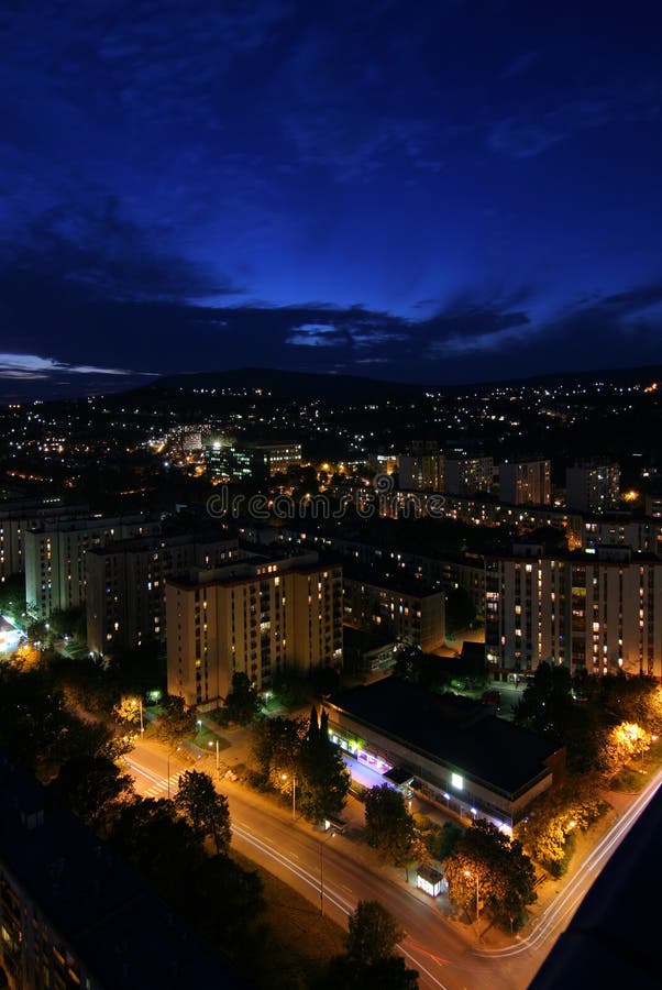 Cityscape at night stock image. Image of hill, evening - 3603283