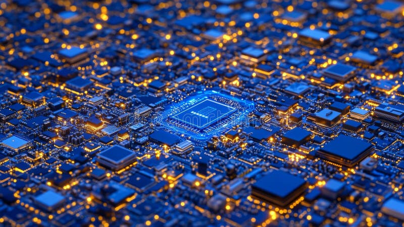 Cityscape Night Features Bright Blue Screens Futuristic Setting Stock ...