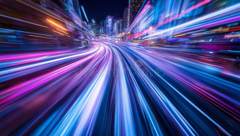 Cityscape at Night with a Futuristic Feel, Complete with Dynamic Light ...