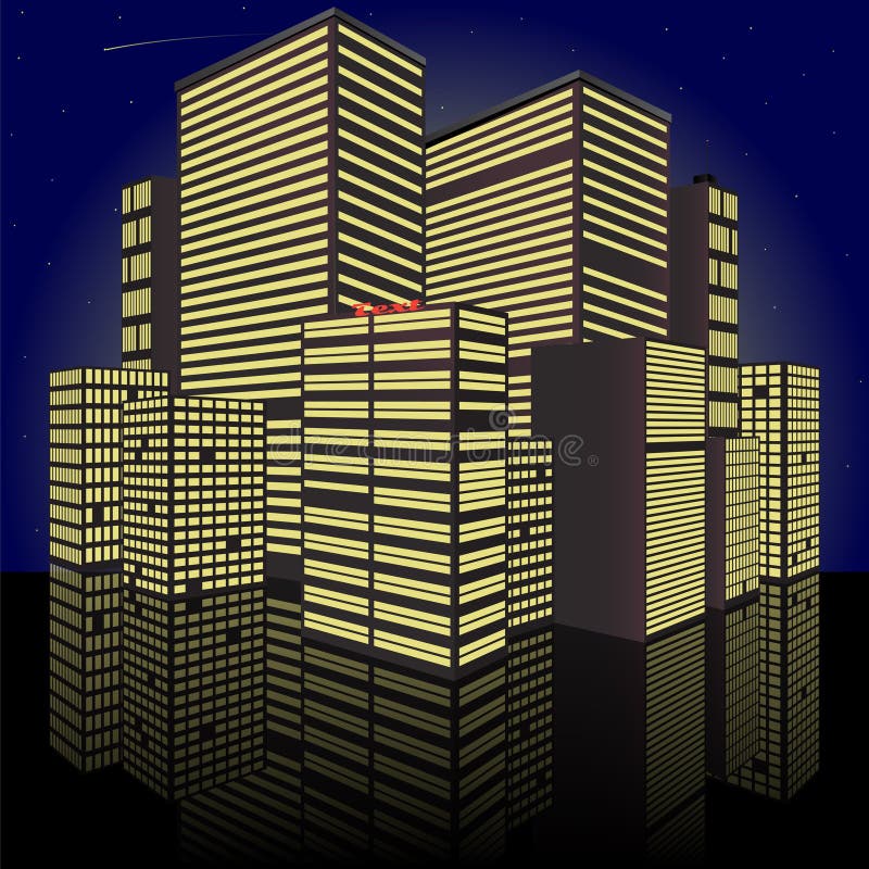 Cityscape at Night. Made in Vector Stock Vector - Illustration of black ...