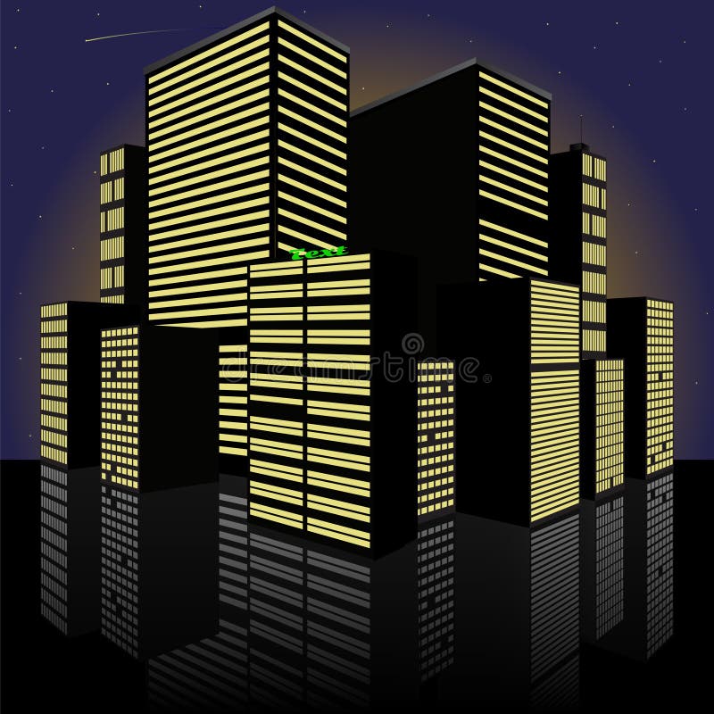 Cityscape at Night. Made in Vector Stock Vector - Illustration of city ...
