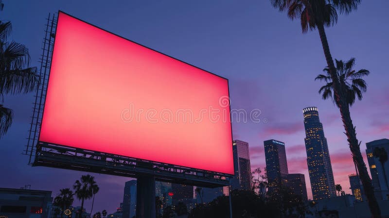 Cityscape at Night with a Skyscraper and Illuminated Billboard Stock ...