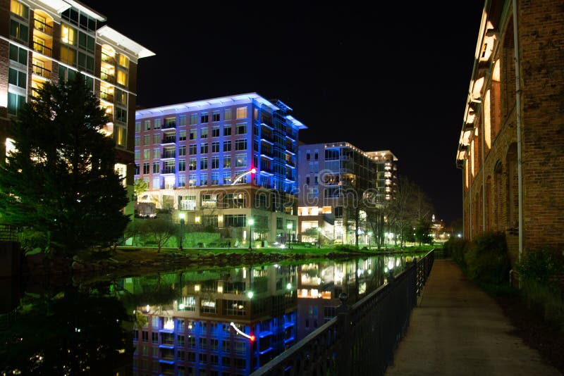 Cityscape at night stock image. Image of time, river - 144621241