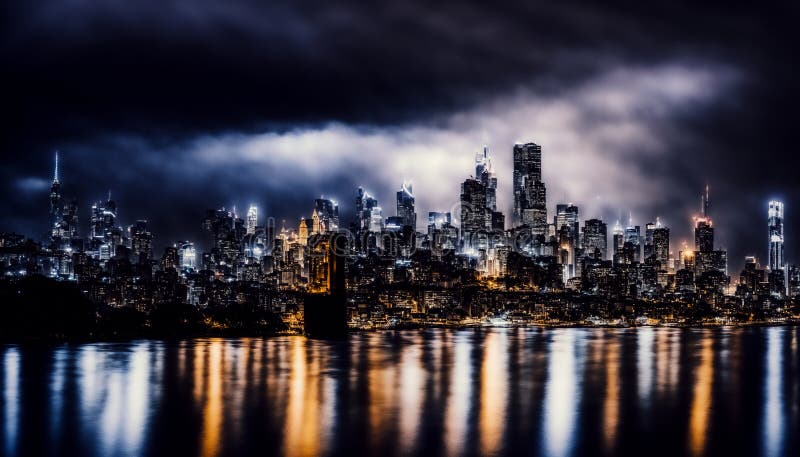 Cityscape Night View. Generated by AI. Stock Illustration ...