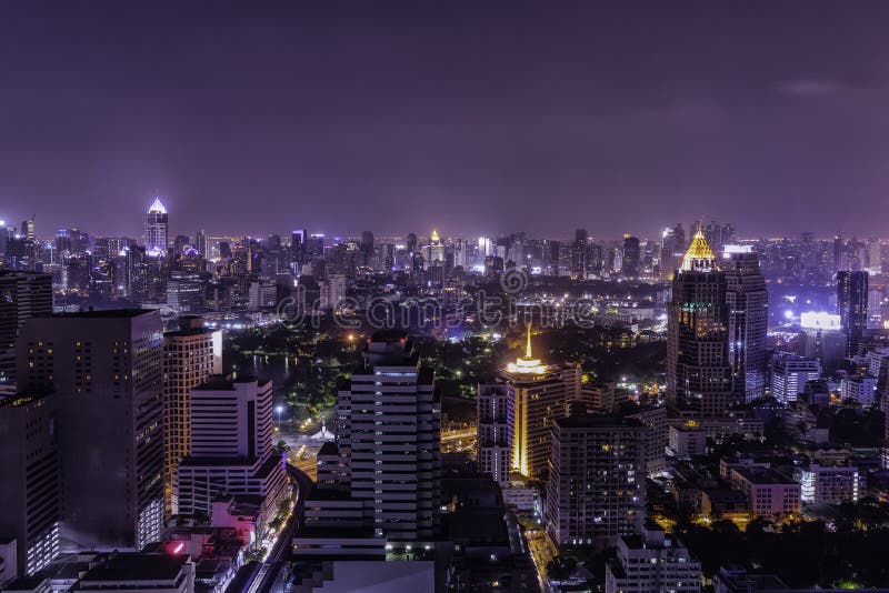 Cityscape for Night View from Rooftop Stock Image - Image of view, town ...